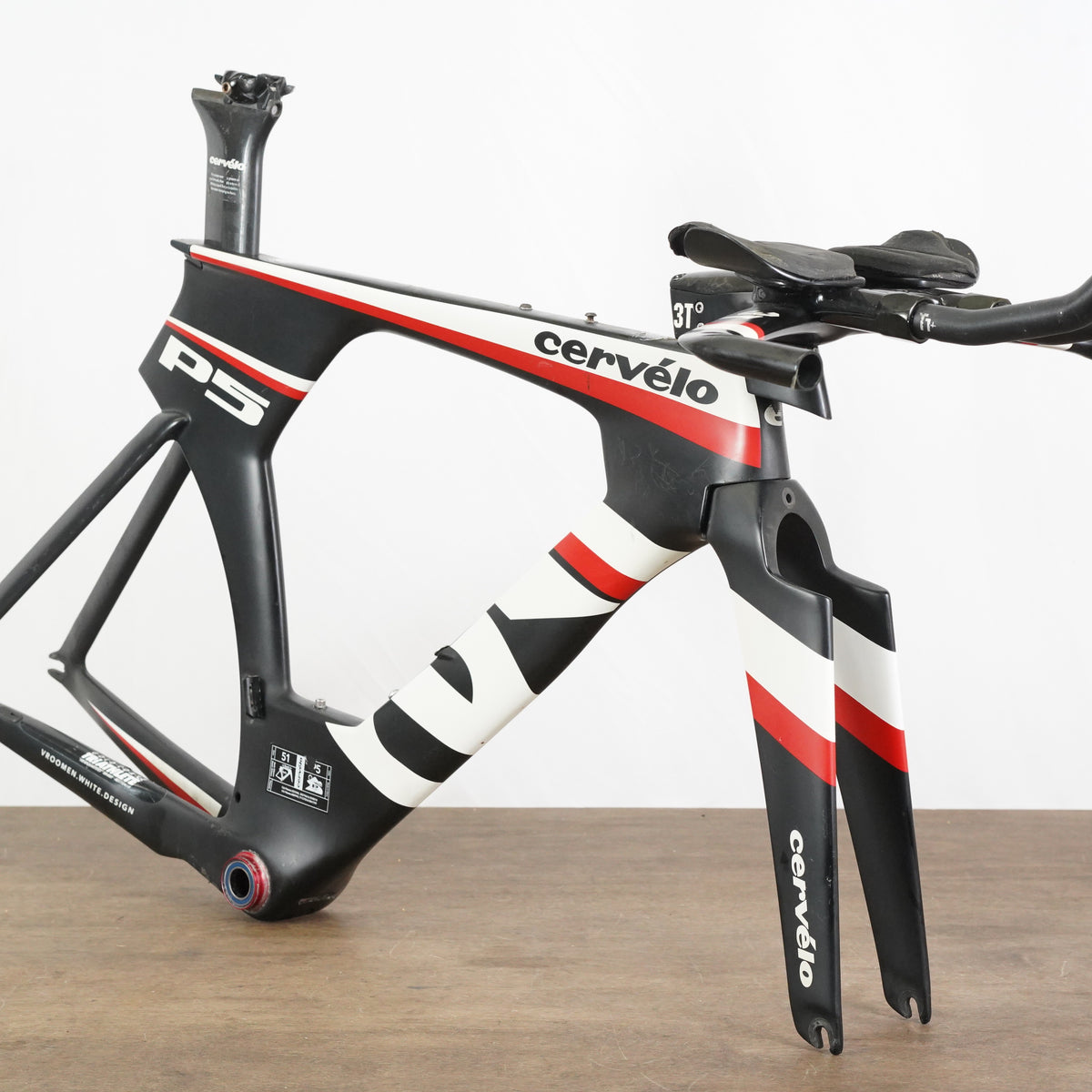51cm Cervelo P5 TT Triathlon Carbon Rim Brake Frameset + Aero Handleba ...